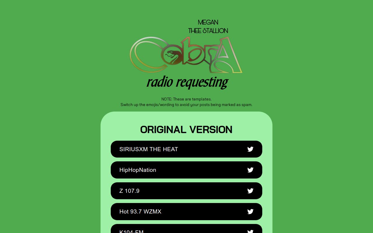 request cobra on the radio.